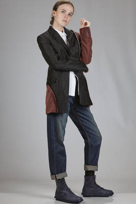 YANG LI - Blazer Jacket With Irregular Patchwork Of Different Fabrics ...